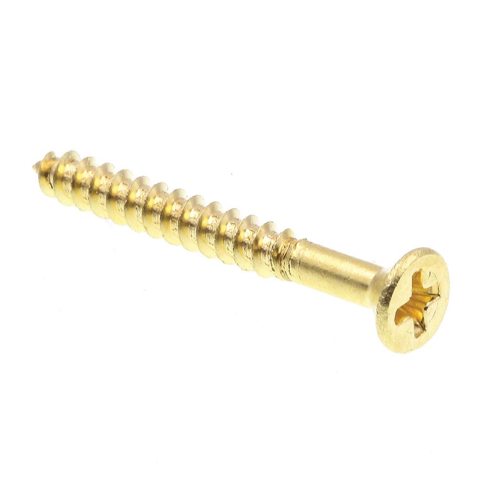 Prime-Line #4 x 1 in. Solid Brass Phillips Drive Flat Head Wood Screws ...