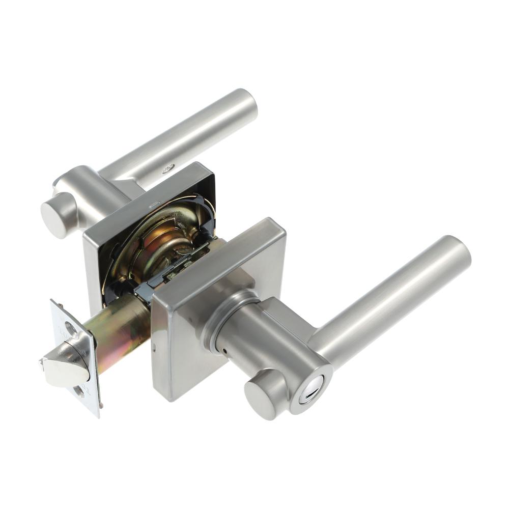 Toledo European Privacy Bed/Bath Satin Nickel Lugo Door Lever Set ...
