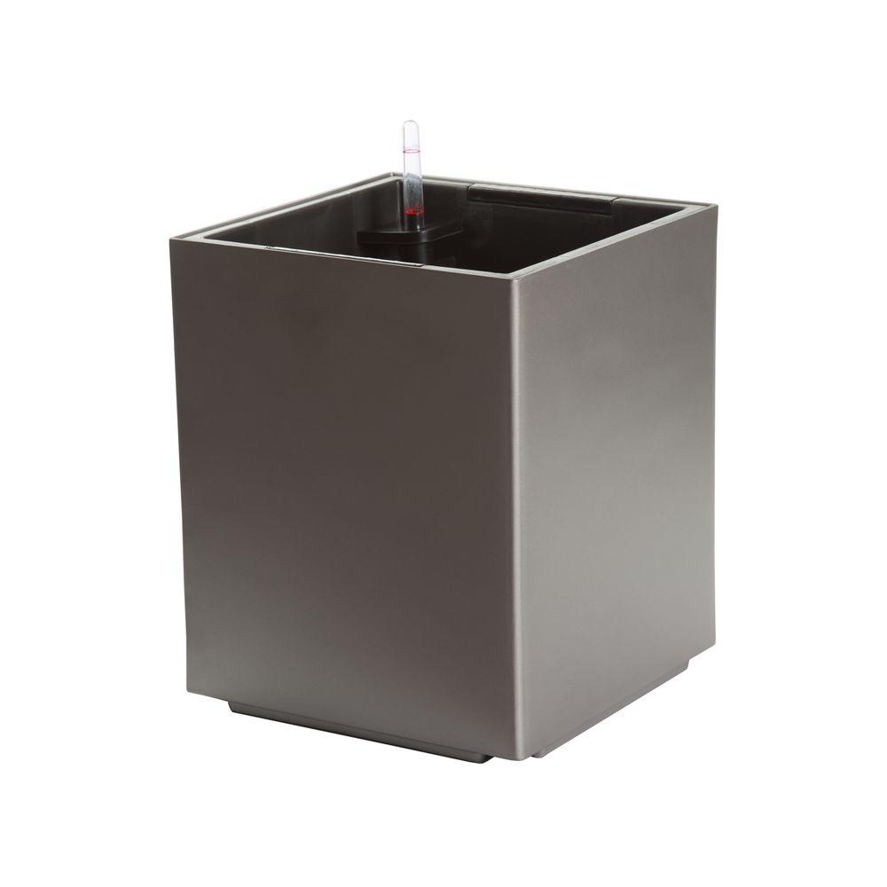 Algreen Modena 12 in. Cube Matte Granite Plastic Self Watering Planter ...