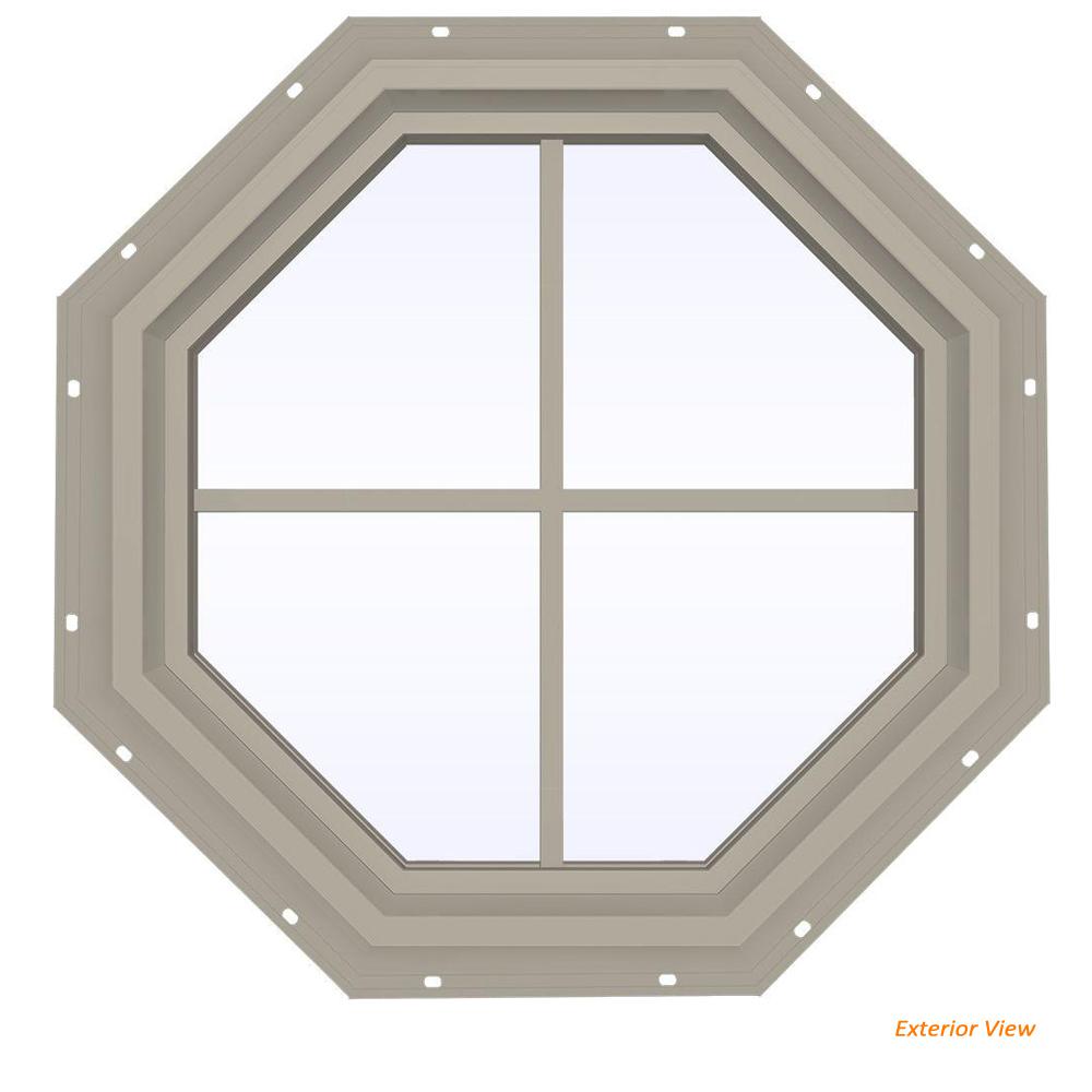 JELD-WEN 23.5 in. x 23.5 in. V-4500 Series Desert Sand Vinyl Fixed ...