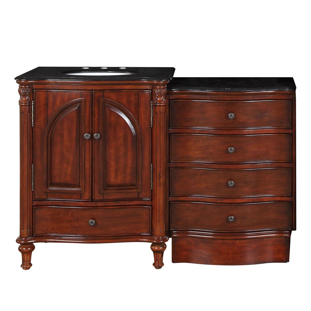 Silkroad Exclusive 53.5 in. W x 22 in. D Vanity in Rosewood with ...