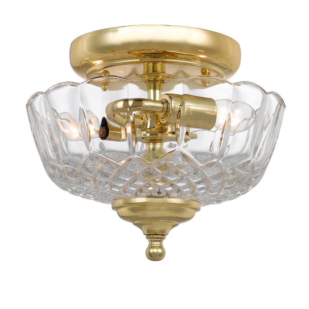 Unbranded 2-Light Polished Brass Flush Mount-55-SF-PB - The Home Depot