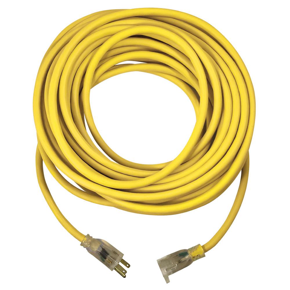 US Wire and Cable USW 50 ft. 12/3 Yellow Triple Tap Extension Cord with ...