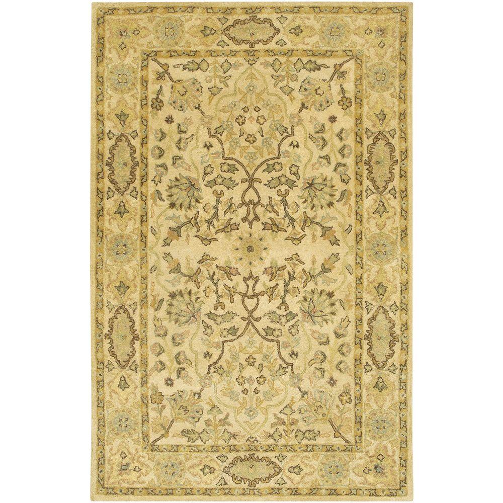 Chandra Adonia Cream/Gold/Brown/ Green 5 ft. x 8 ft. Indoor Area Rug ...