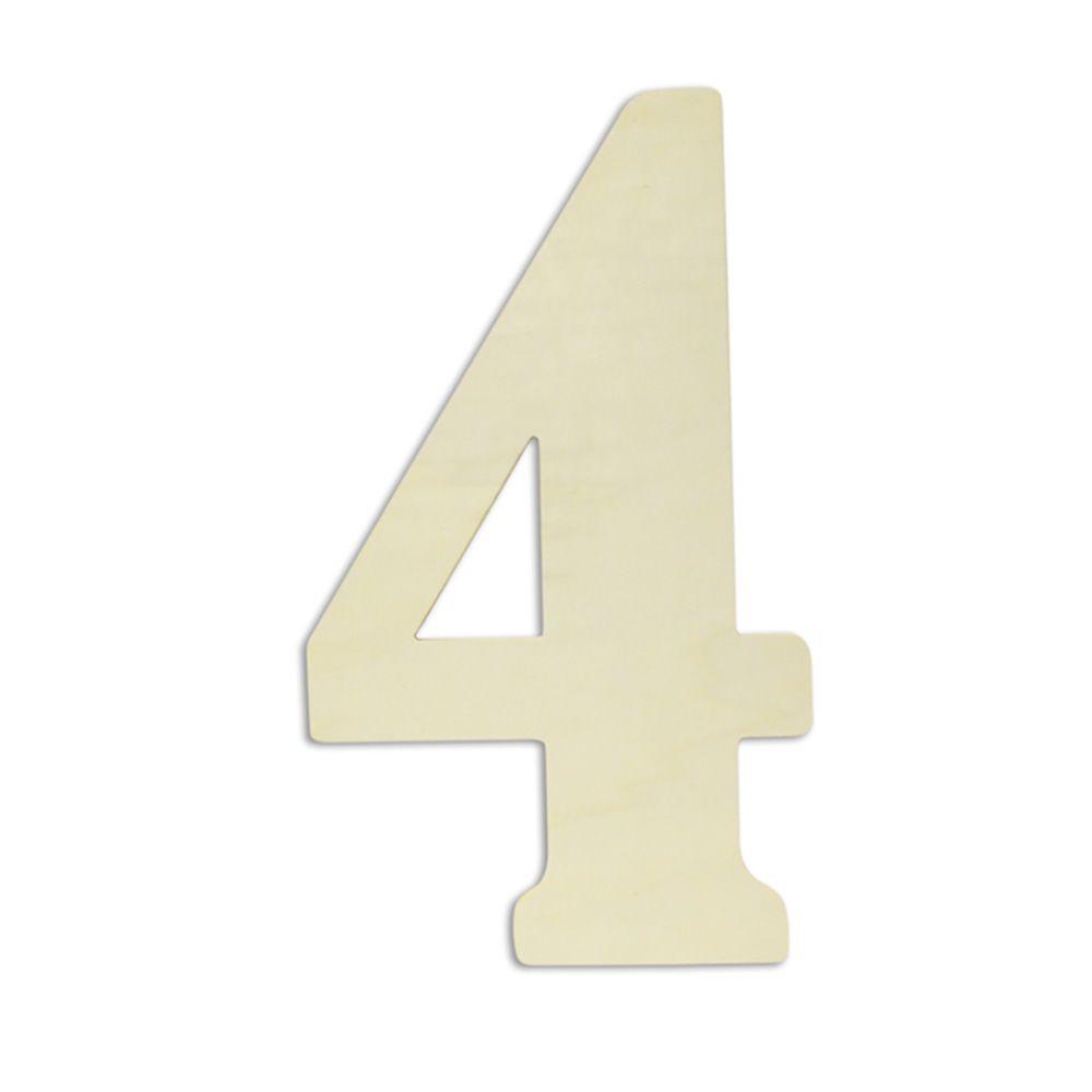 Jeff McWilliams Designs 18 in. Oversized Unfinished Wood Number "4 ...