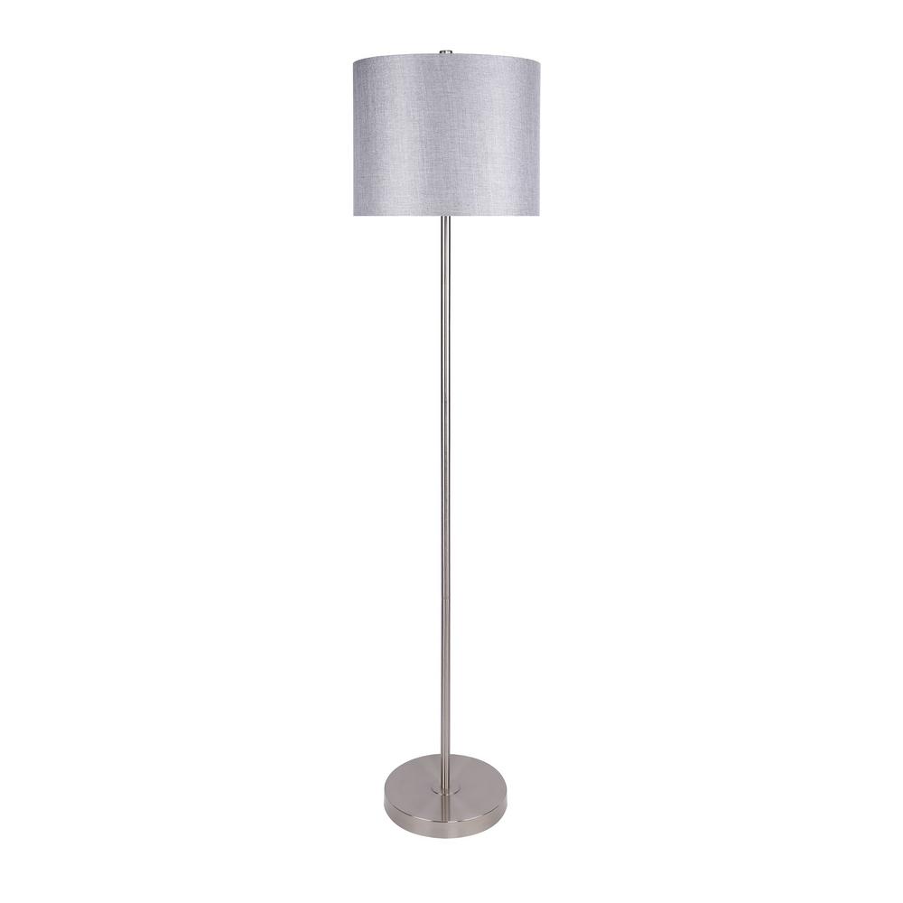 GRANDVIEW GALLERY 60 in. Brushed Nickel Floor Lamp with Slim-Line ...