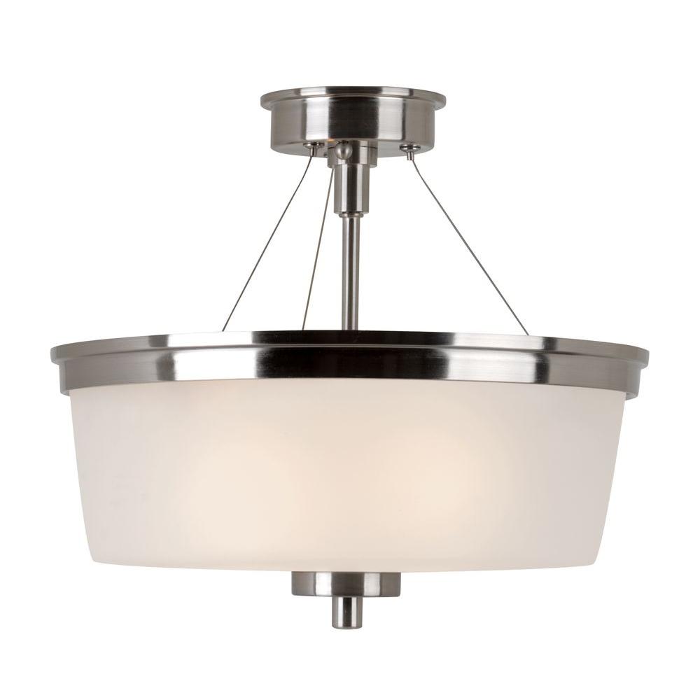 Hampton Bay 2-Light Brushed Nickel Semi-Flush Mount Light-1001467505 ...