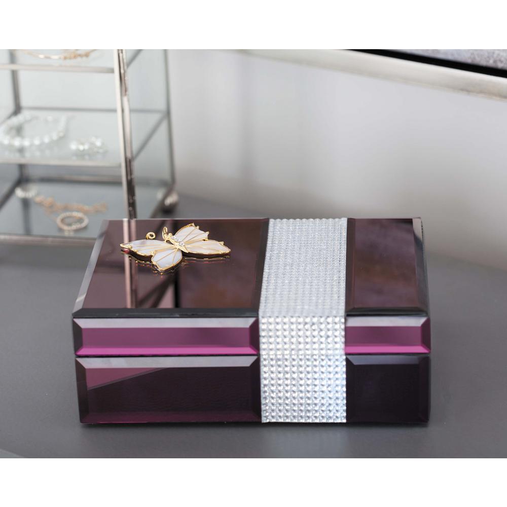 Litton Lane Jewelry Box with Gold Dragonfly Sculpture in Maroon-35742 ...