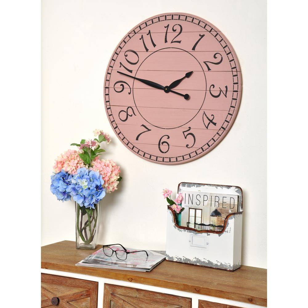 BrandtWorks Distressed Farmhouse Pink Wall Clock 30PKBKTRX - The Home Depot
