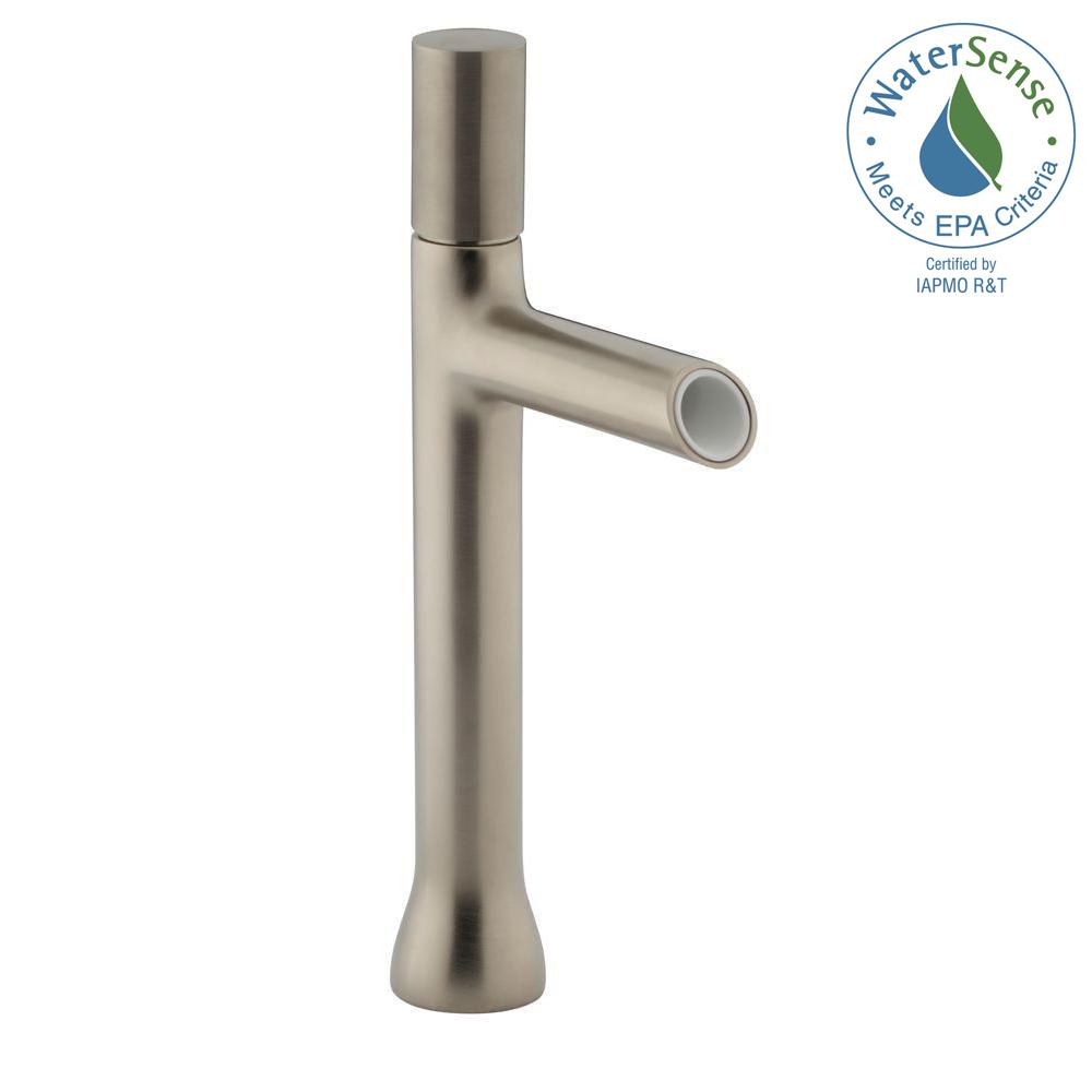 KOHLER Forte Single Hole Single Handle Mid-Arc Bathroom Faucet in Vibrant Brushed Nickel-K-10217 ...