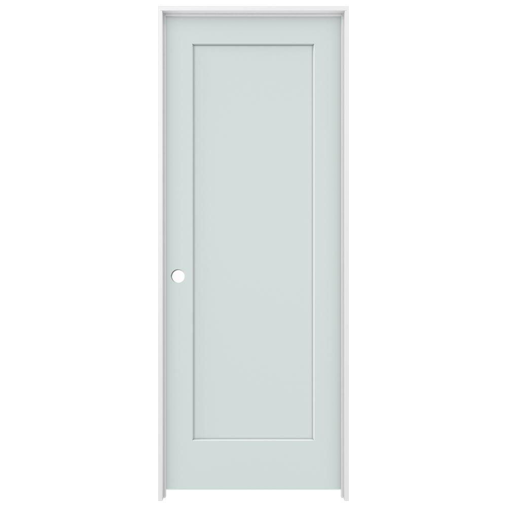 JELD-WEN 30 in. x 80 in. Madison Light Gray Left-Hand Smooth Solid Core ...