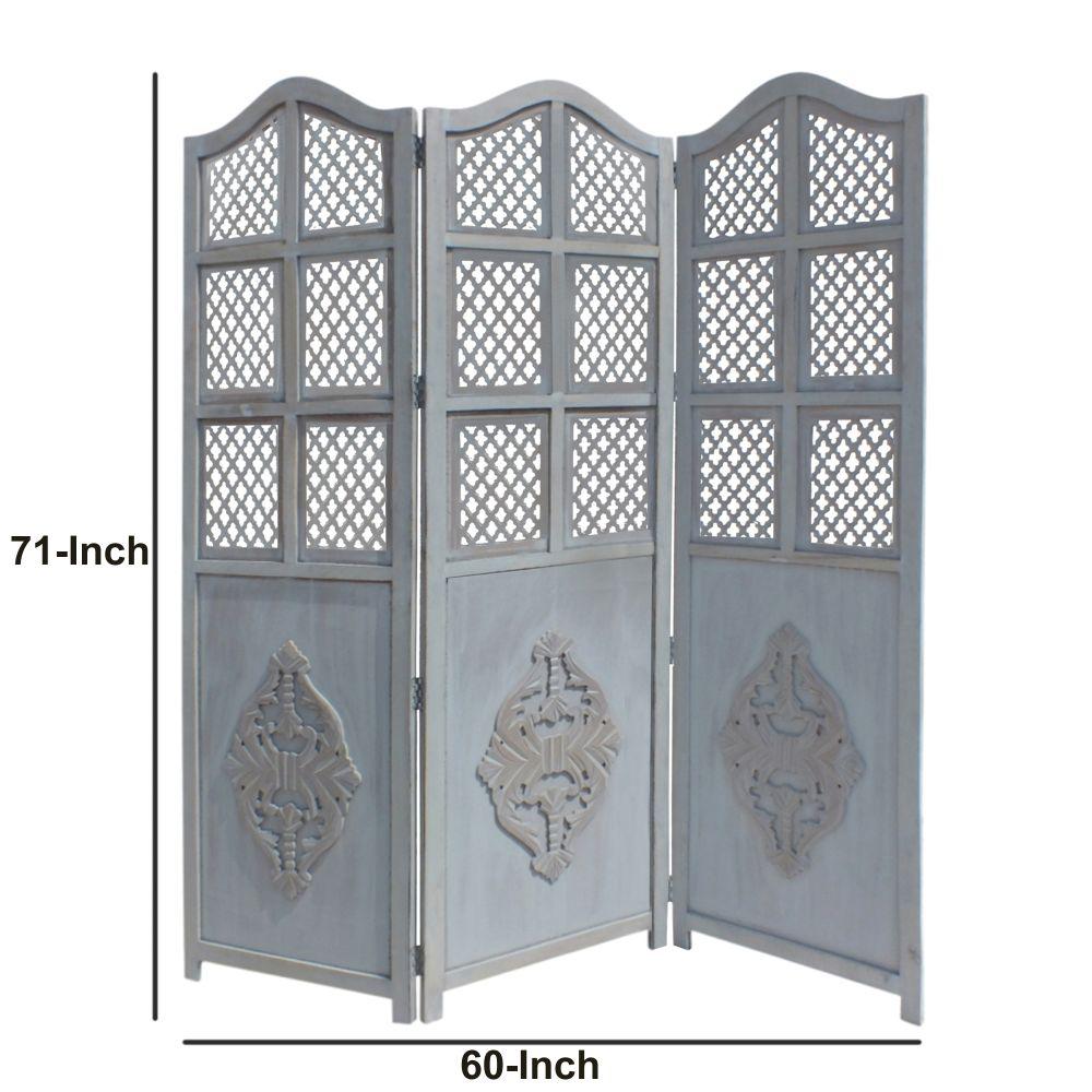 The Urban Port Blue 3-Panel Foldable Room Divider UPT-164564 - The Home ...