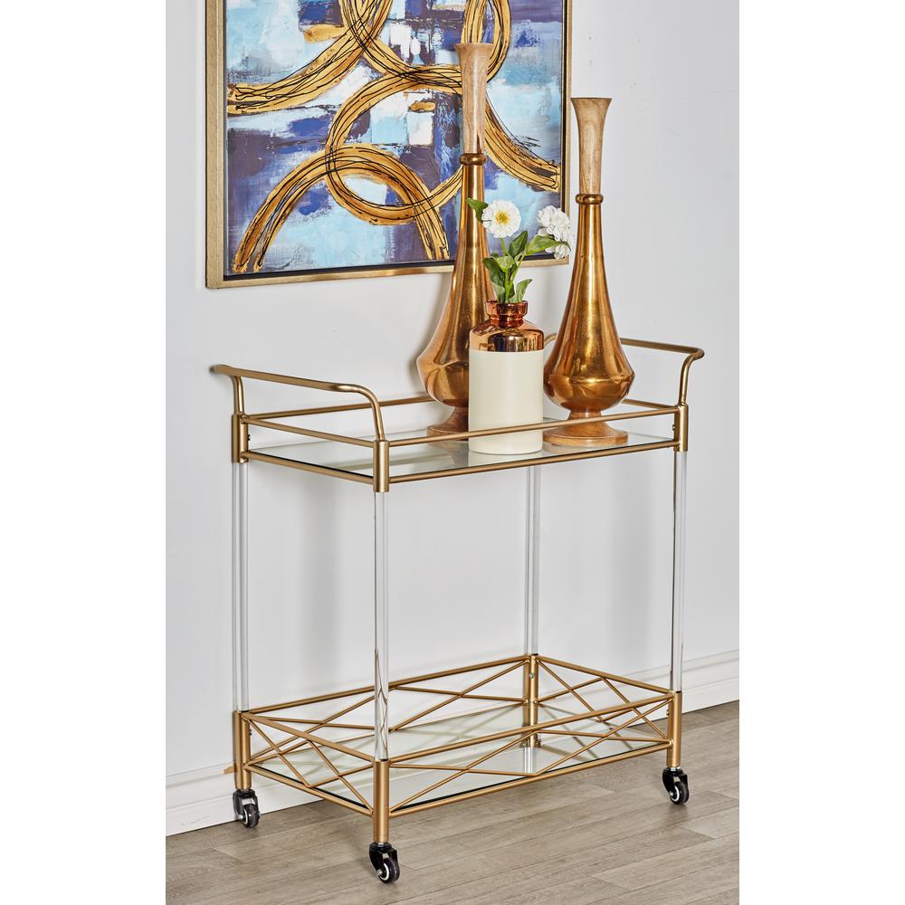 HomeSullivan Ariella Rose Gold Bar Cart-40619GD-07BK - The Home Depot