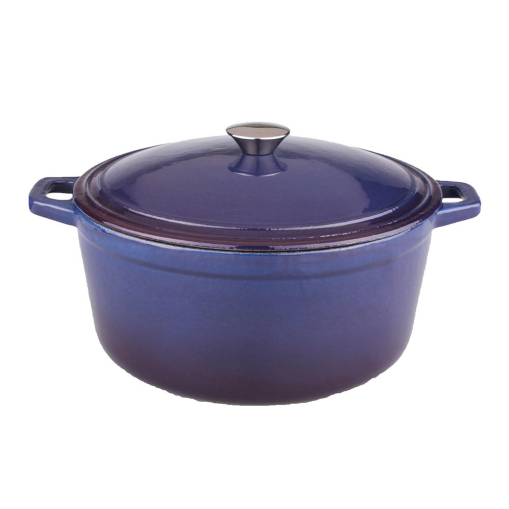 BergHOFF Neo 5 Qt. Purple Oval Cast Iron Casserole Dish with Lid ...