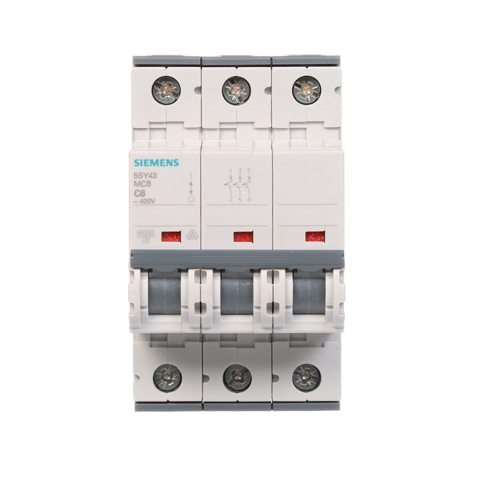 Siemens 6 Amp Triple-Pole Circuit Breaker Tripping Characteristic C ... Siemens 6 Amp Triple-Pole Circuit Breaker Tripping Characteristic C ...