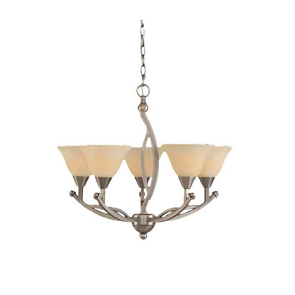 Hampton Bay Halophane 5-Light Brushed Nickel Chandelier with Frosted ...