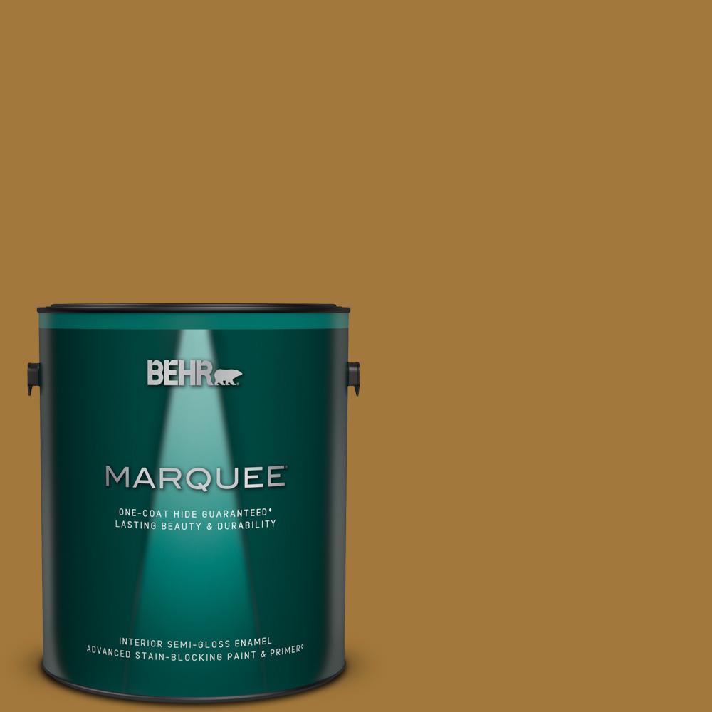 BEHR MARQUEE 1 gal. #320D-7 Victorian Gold Semi-Gloss Enamel Interior ...