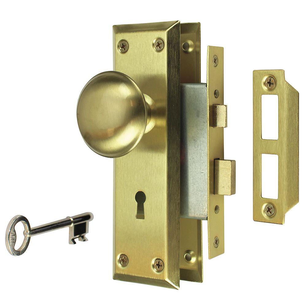 Defiant 2 In Satin Brass Victorian Door Knob Mortise Lock Set 70422 Defiant 2 In Satin Brass Victorian Door Knob Mortise Lock Set 70422