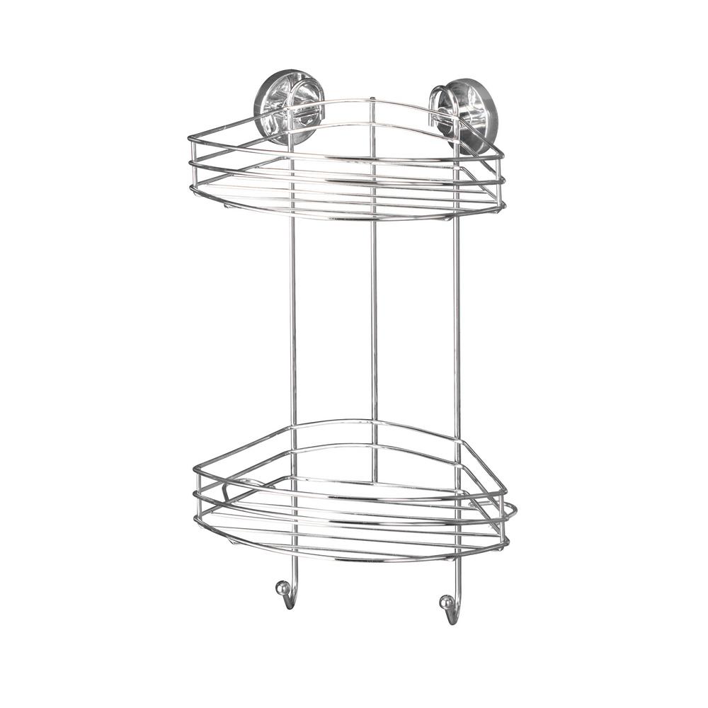 Wenko Vacuum Loc 2-Tier Corner Rack in Chrome-20885100 - The Home Depot