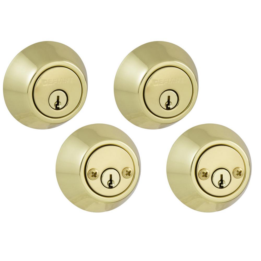 Defiant Polished Brass Double Cylinder Deadbolt (2-Pack)-32DL72D2 - The ...
