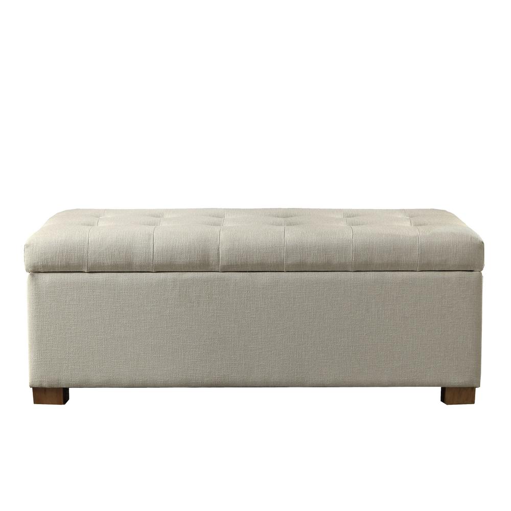 Classic Large Tufted Storage Bench Light Gray - HomePop – BrickSeek
