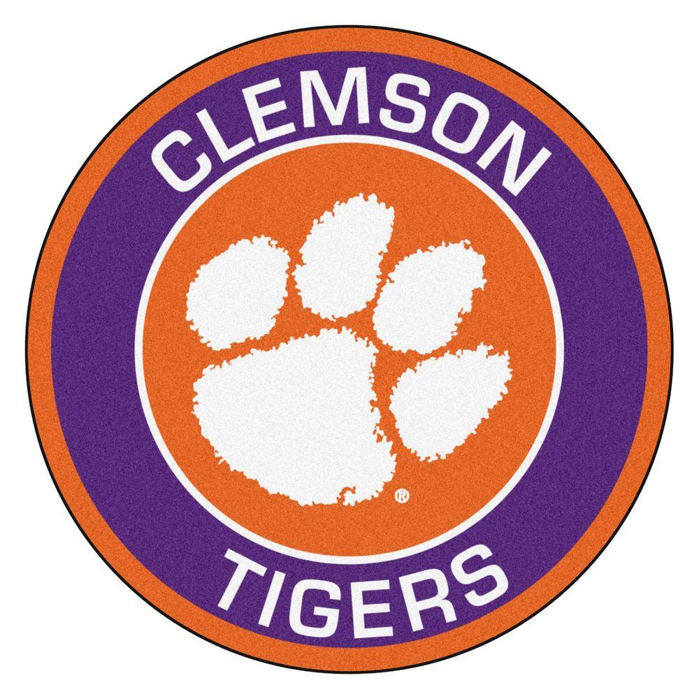 FANMATS NCAA Clemson University Purple 2 ft. x 2 ft. Round Area Rug ...