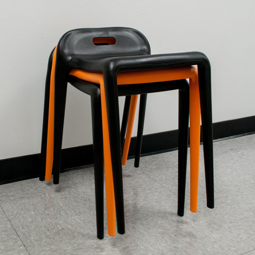 Mod Made E-Z Stacking 22 in. Modern Plastic Orange Accent Stool Chair ...