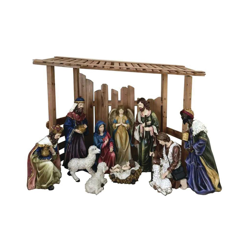 56 In Outdoor Nativity Set With Creche 12 Piece 97000 The Home Depot