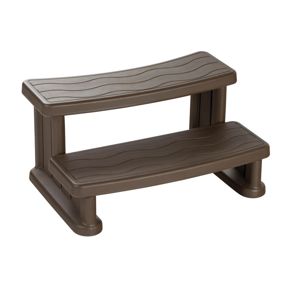 Lifesmart 31 in. x 16 in. Square or Round Hot Tub Steps in Brown-304593 ...
