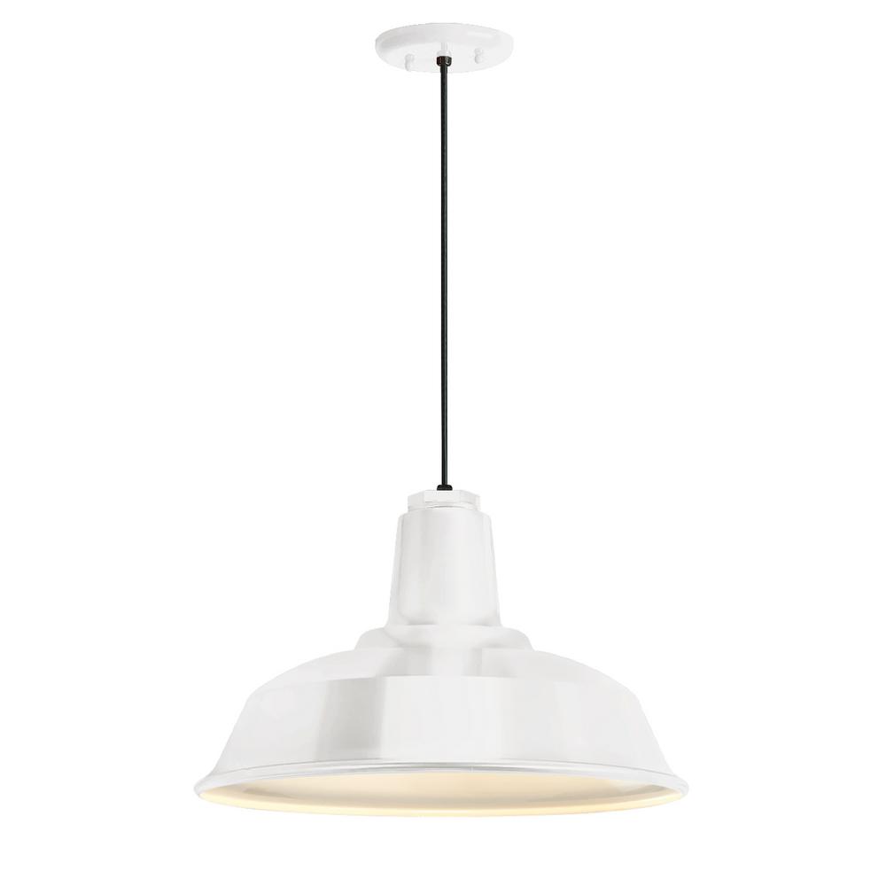 Troy RLM Heavy Duty 16 in. Shade 1-Light Gloss White Finish Pendant ...