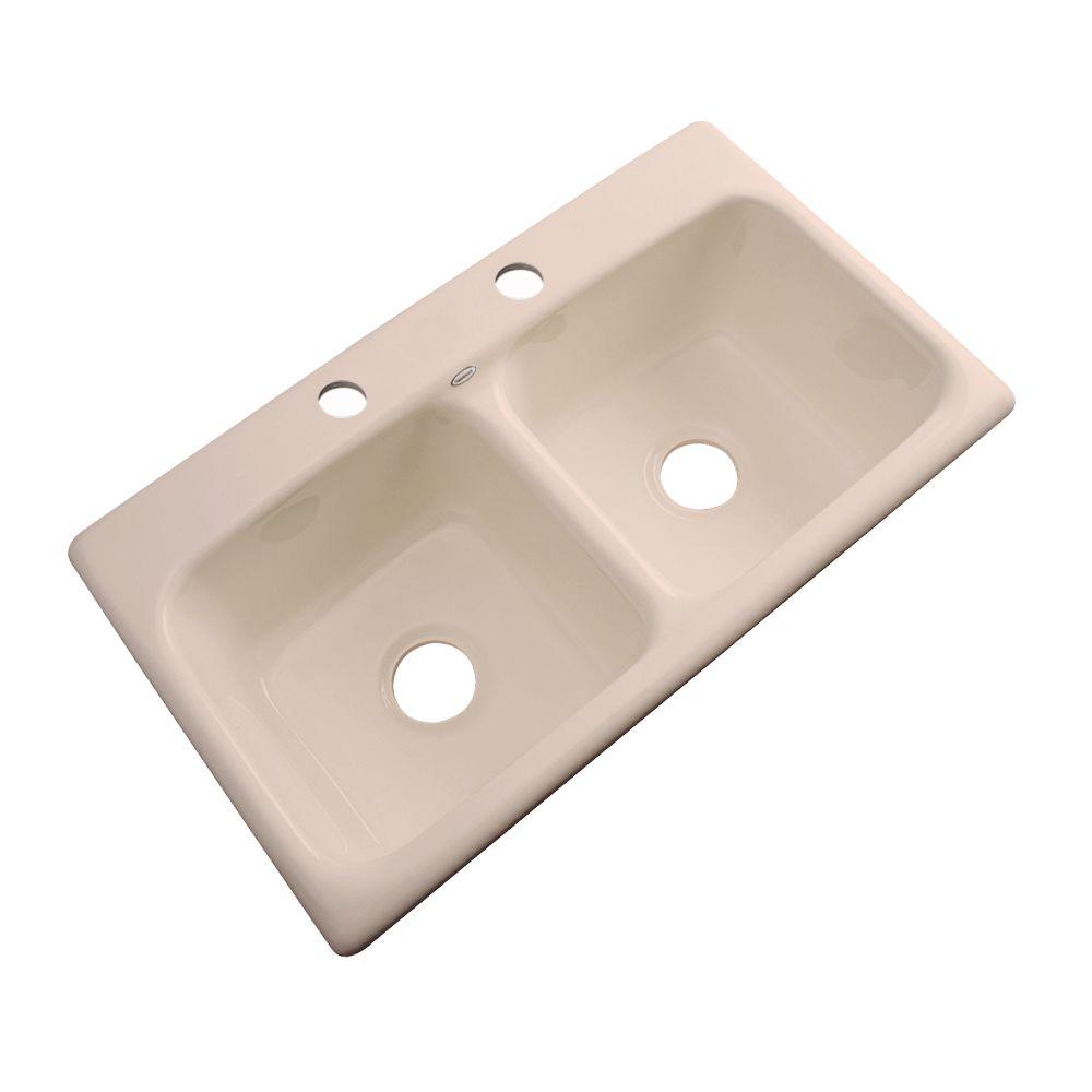 Thermocast Hartford Drop-in Acrylic 33x22x9 in. 3-Hole Double Bowl ...