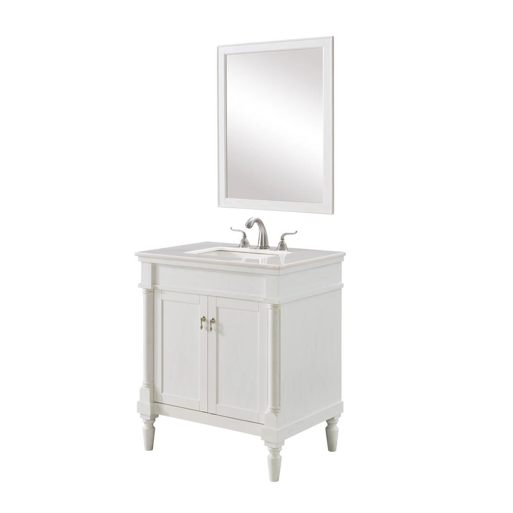 Timeless Home 24 in. W Single Bathroom Vanity in Antique White with ...