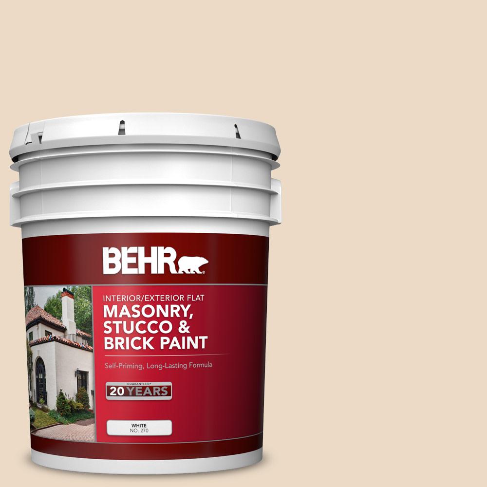 BEHR 5 gal. #YL-W06 Navajo White Flat Interior/Exterior Masonry, Stucco ... BEHR 5 gal. #YL-W06 Navajo White Flat Interior/Exterior Masonry, Stucco ...