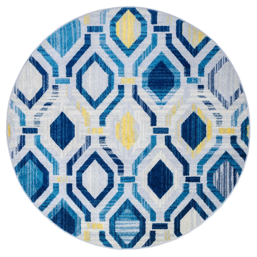 Antep Rugs Elite Blue 5 ft. x 5 ft. Bohemian Geometric Round Rug ...
