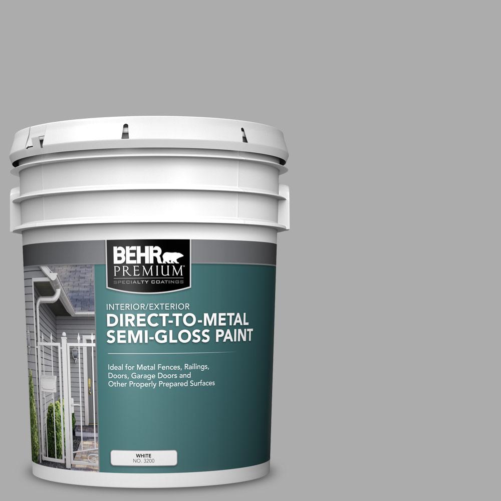 BEHR PREMIUM 5 gal. #N520-3 Flannel Gray Semi-Gloss Direct to Metal ...