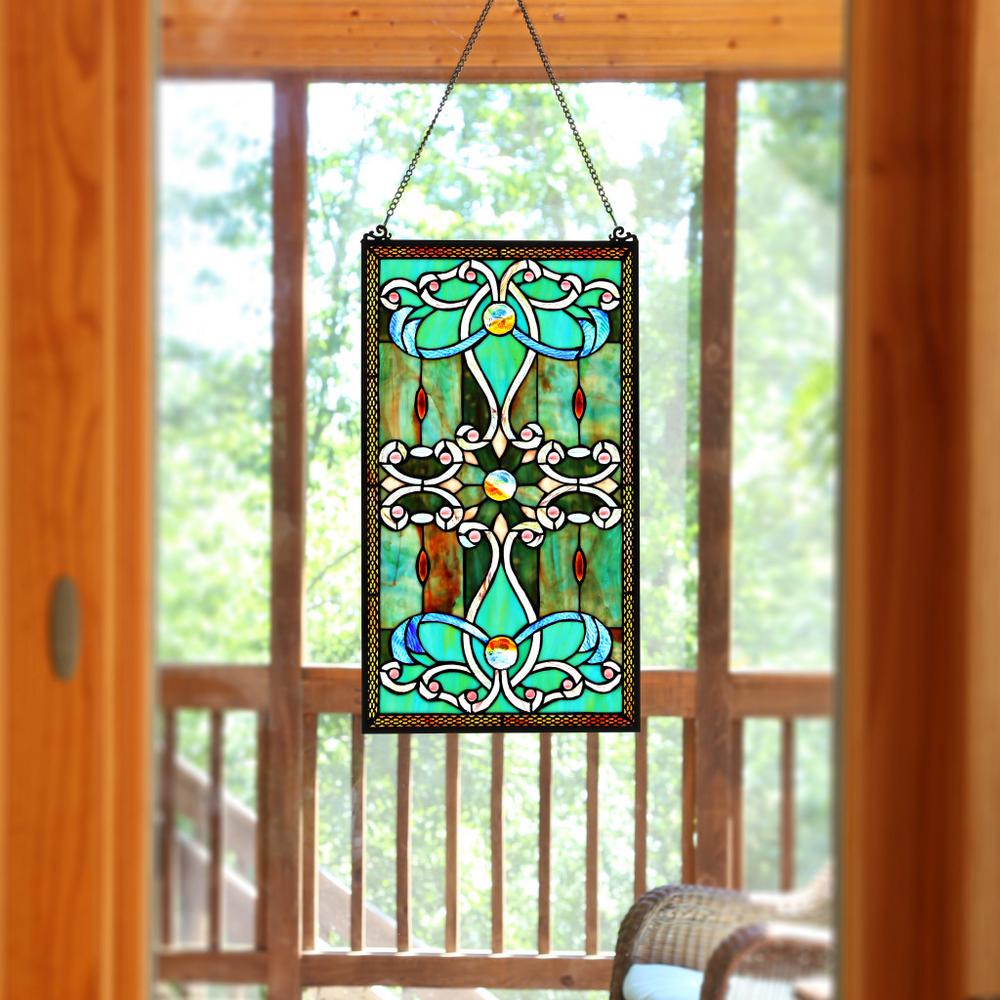 River of Goods Green Stained Glass Brandi's Window Panel-16375 - The ...