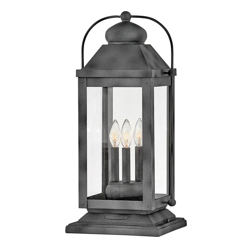 HINKLEY Anchorage 23.5 in. 3-Light Aged Zinc Low Voltage Outdoor Pier ...