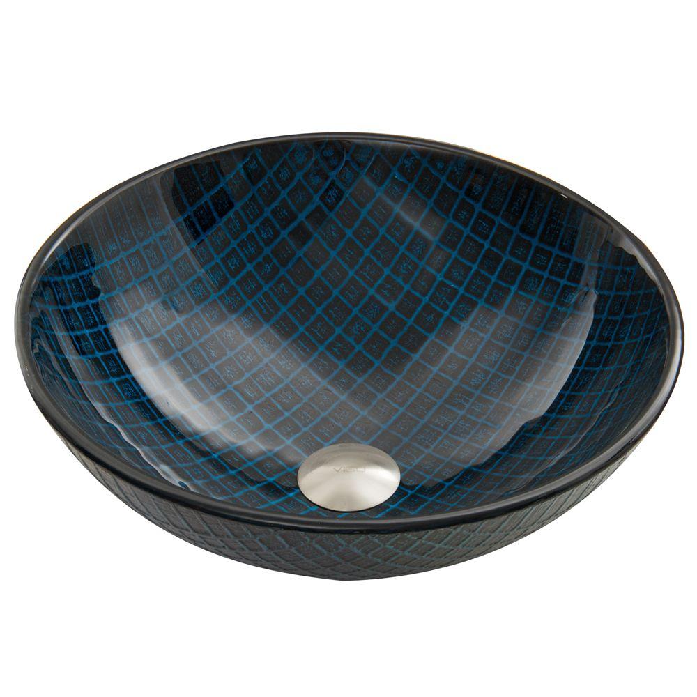 Vigo Glass Vessel Sink In Blue Matrix Vg07067 The Home Depot
