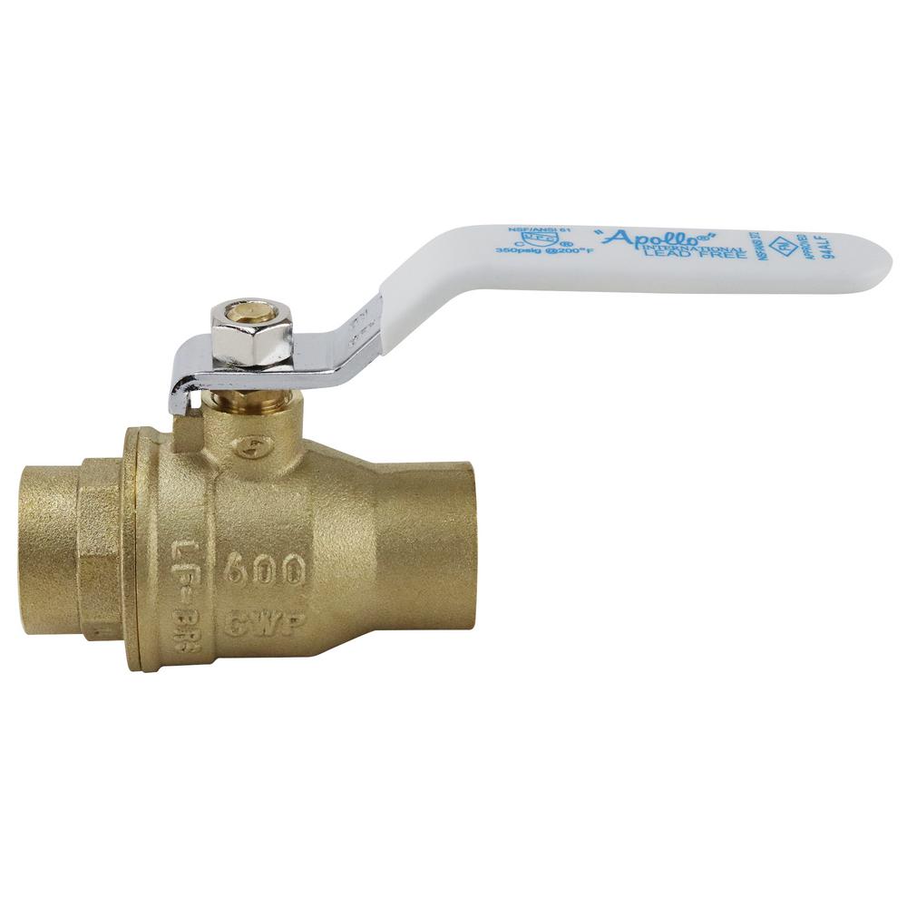 Apollo 3/4 in. Lead Free Brass SWT x SWT Ball Valve-94ALF20401A - The ...