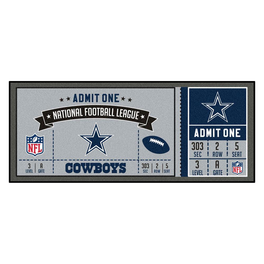 FANMATS NFL Dallas Cowboys 30 In X 72 In Indoor Ticket Runner Rug 23118 The Home Depot