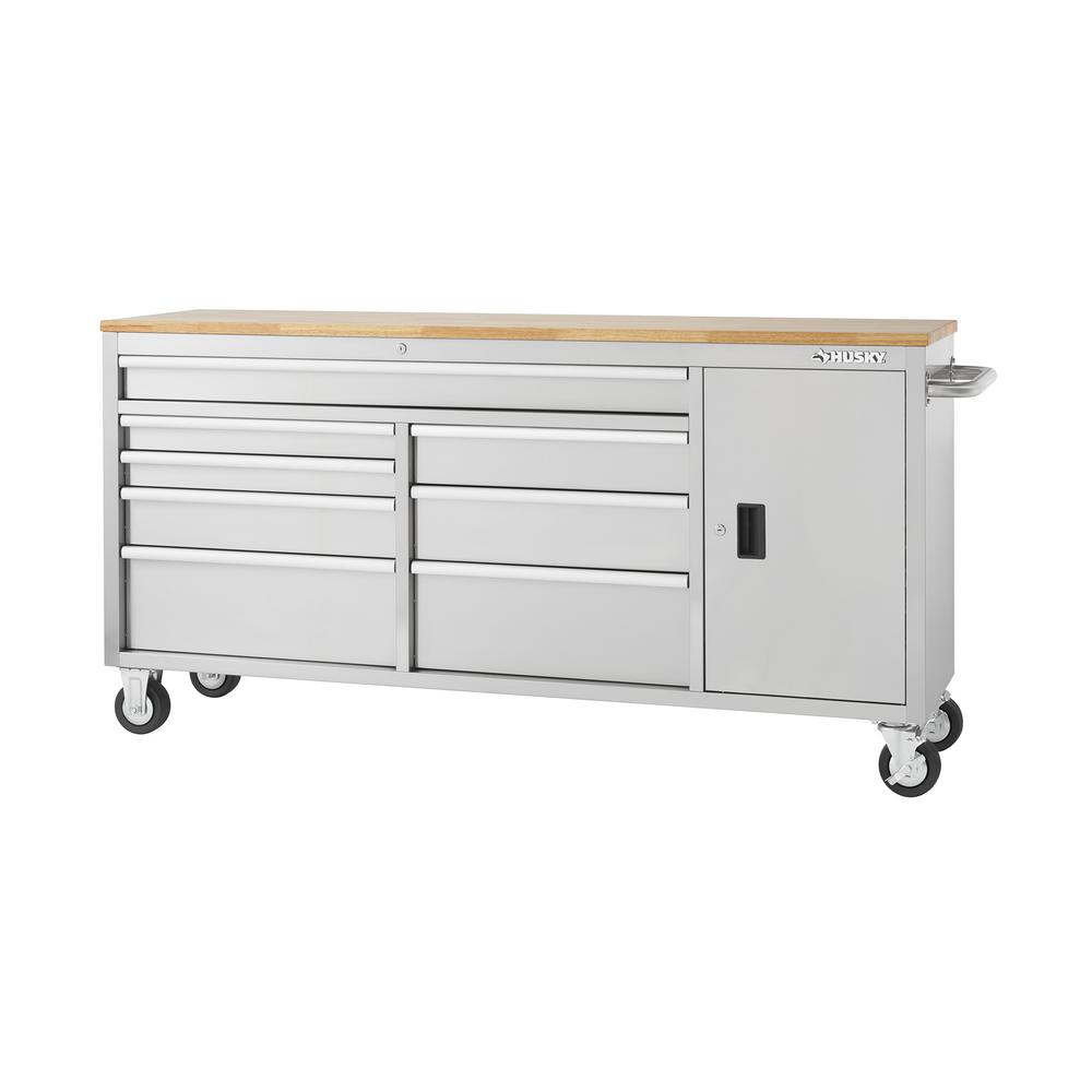 Husky 60.125 in. 10-Drawer Mobile Workbench, Textured Black Matte ...
