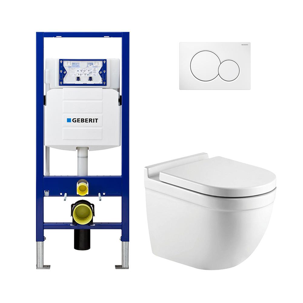 Geberit 2-piece 0.8/1.6 GPF Dual Flush KARO Elongated Toilet with 2x6 ...