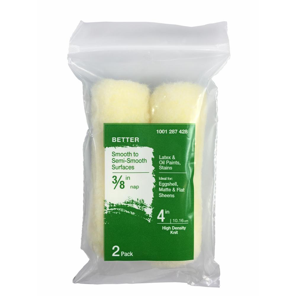 Better 4 in. x 1/2 in. High Density Knit Fabric Mini Roller Covers (2 ...