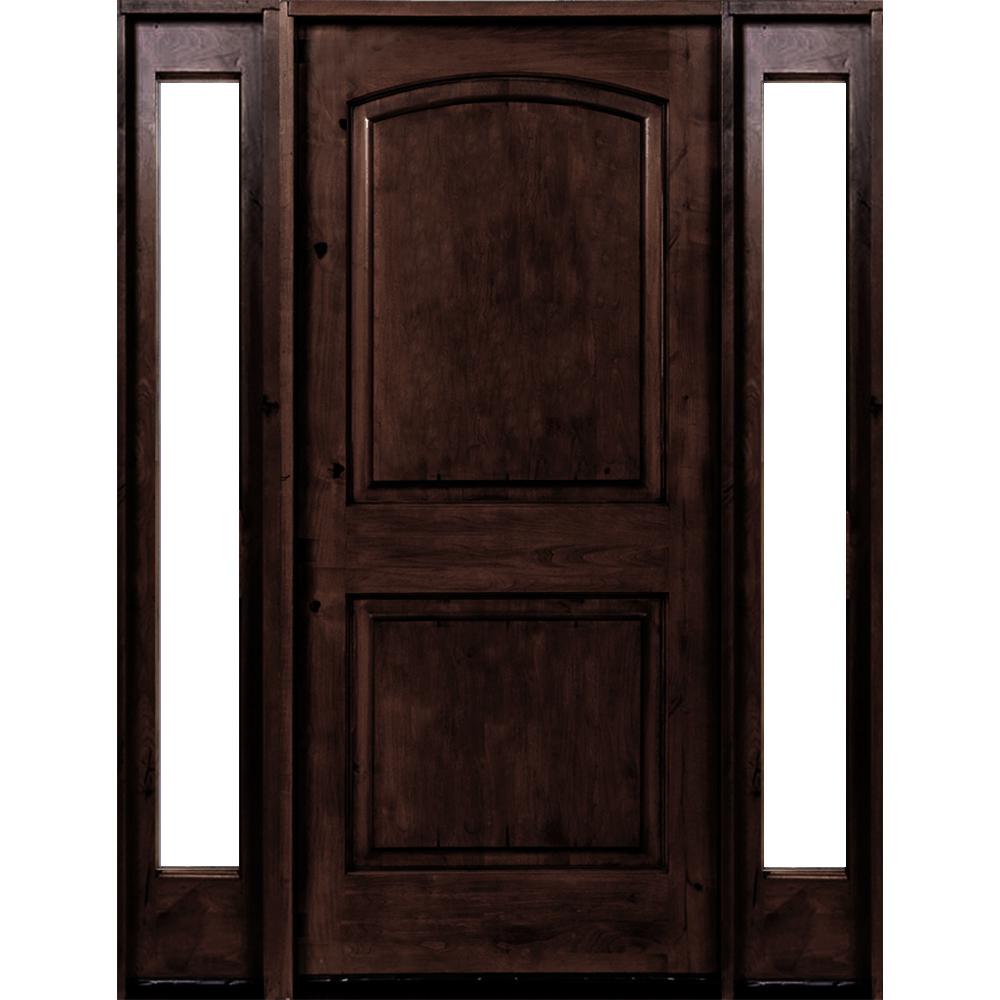 Krosswood Doors 64 in. x 80 in. Rustic Knotty Alder Arch Top Red ...