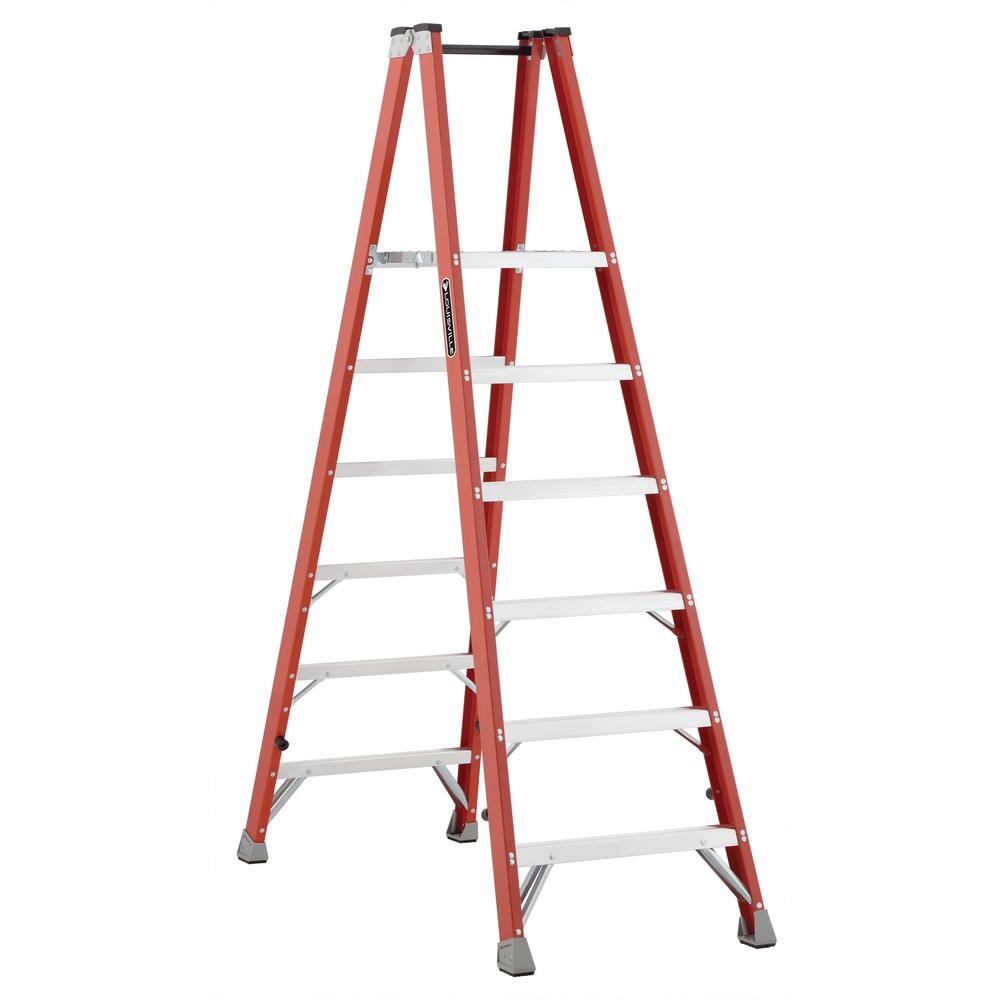 Louisville Ladder 6 ft. Fiberglass Twin Platform Step Ladder with 300 ...