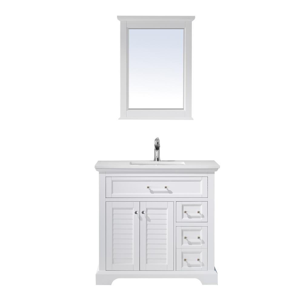 ROSWELL Lorna 36 in. Bath Vanity in White with Composite Vanity Top in ...