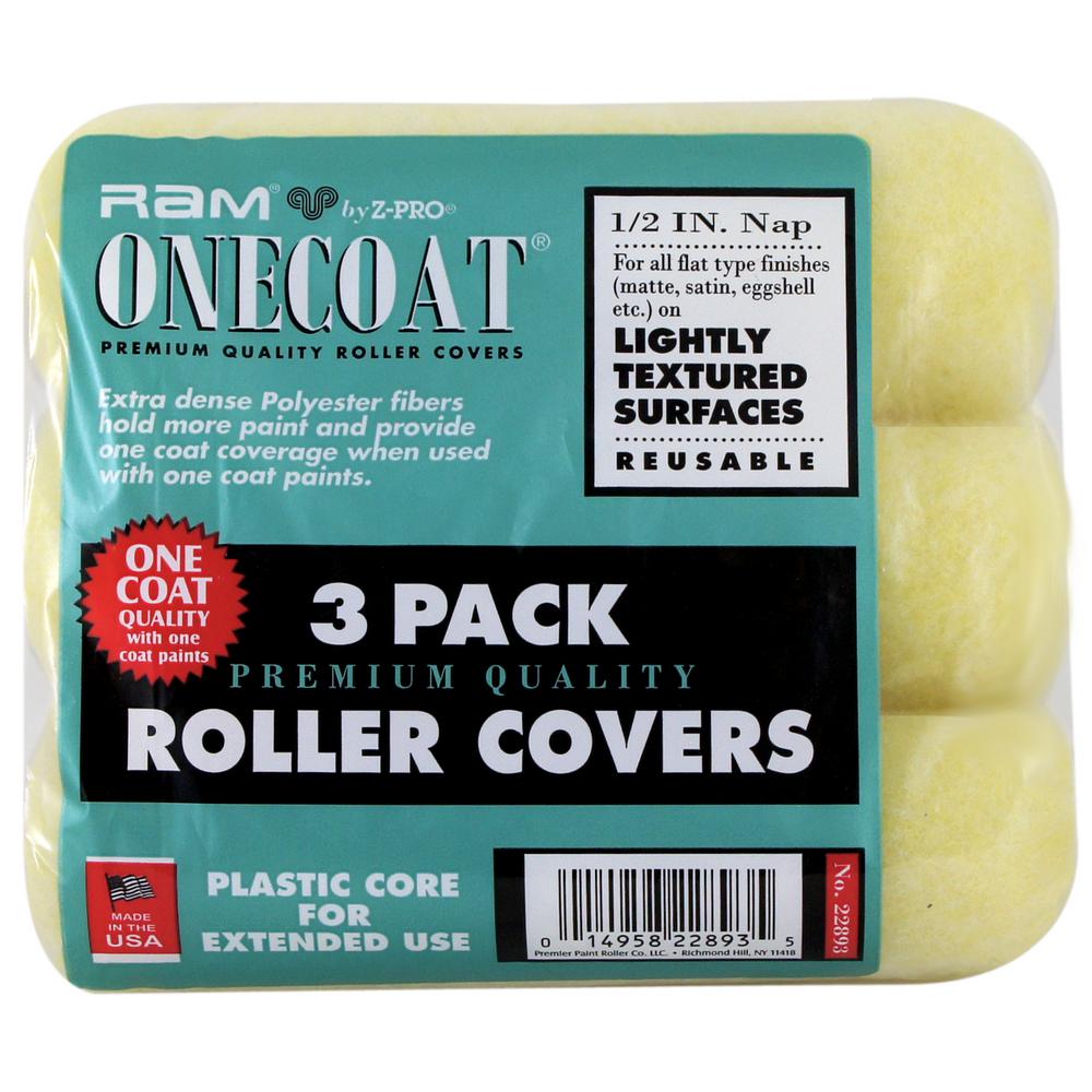 Premier 9 in. x 1/2 in. 3-Piece Medium Density Polyester Roller Covers ...
