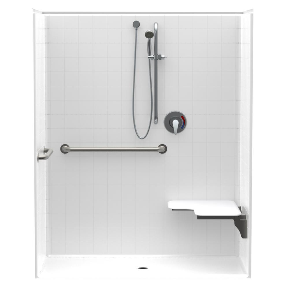 Aquatic Accessible Smooth Tile AcrylX 60 in. x 30 in. x 74.3 in. 1 ...
