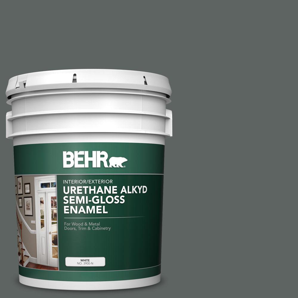 BEHR 5 gal. #BXC-41 Charcoal Urethane Alkyd Semi-Gloss Enamel Interior ...
