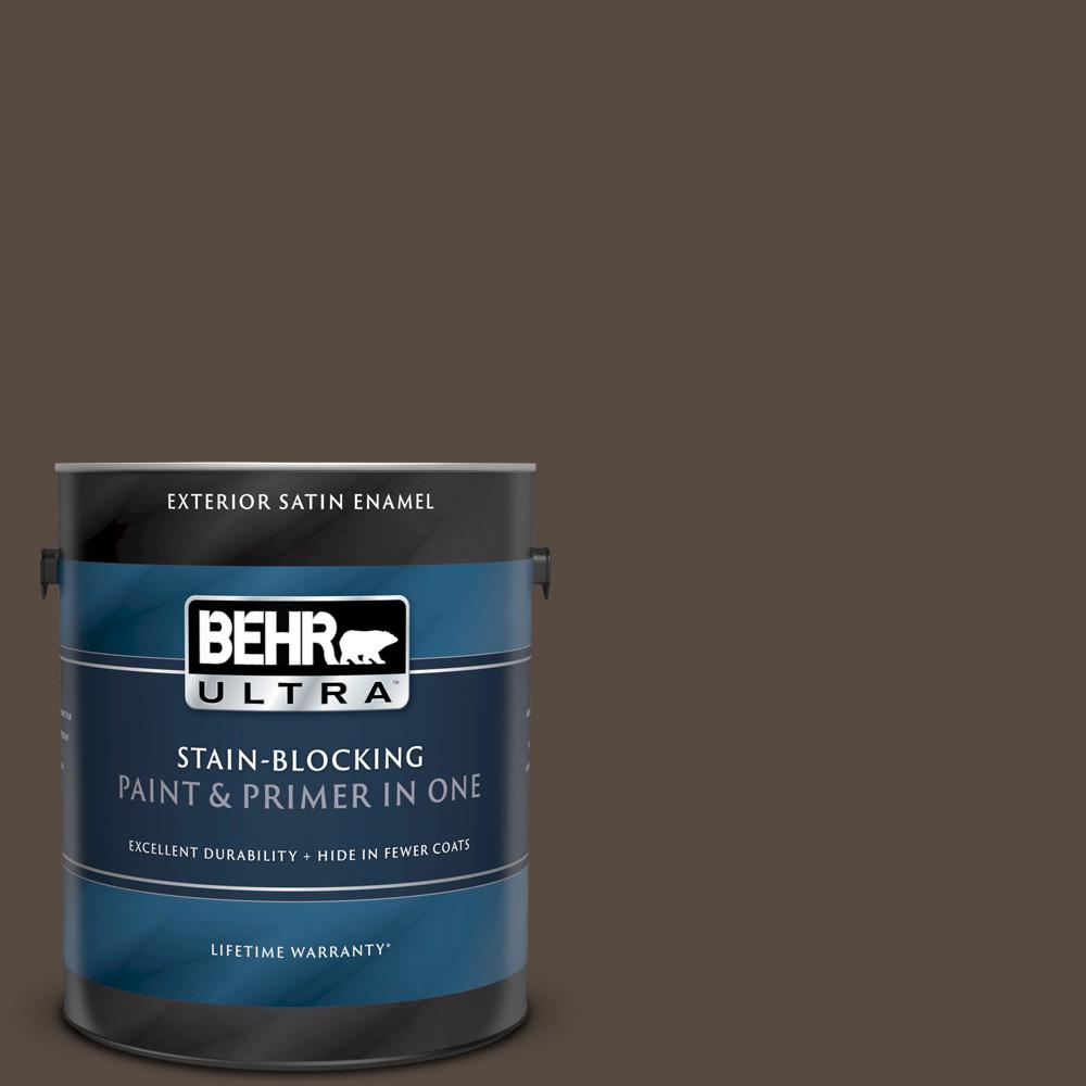 BEHR ULTRA 1 gal. #PPU5-19 Dark Truffle Satin Enamel Exterior Paint and ...